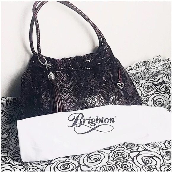 Brighton | Bags | Brighton Purple Nolita Python Embossed Leather ...